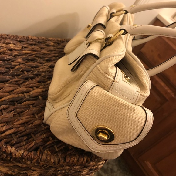 Coach | Bags | Coach Off White Canvas Handbag | Poshmark